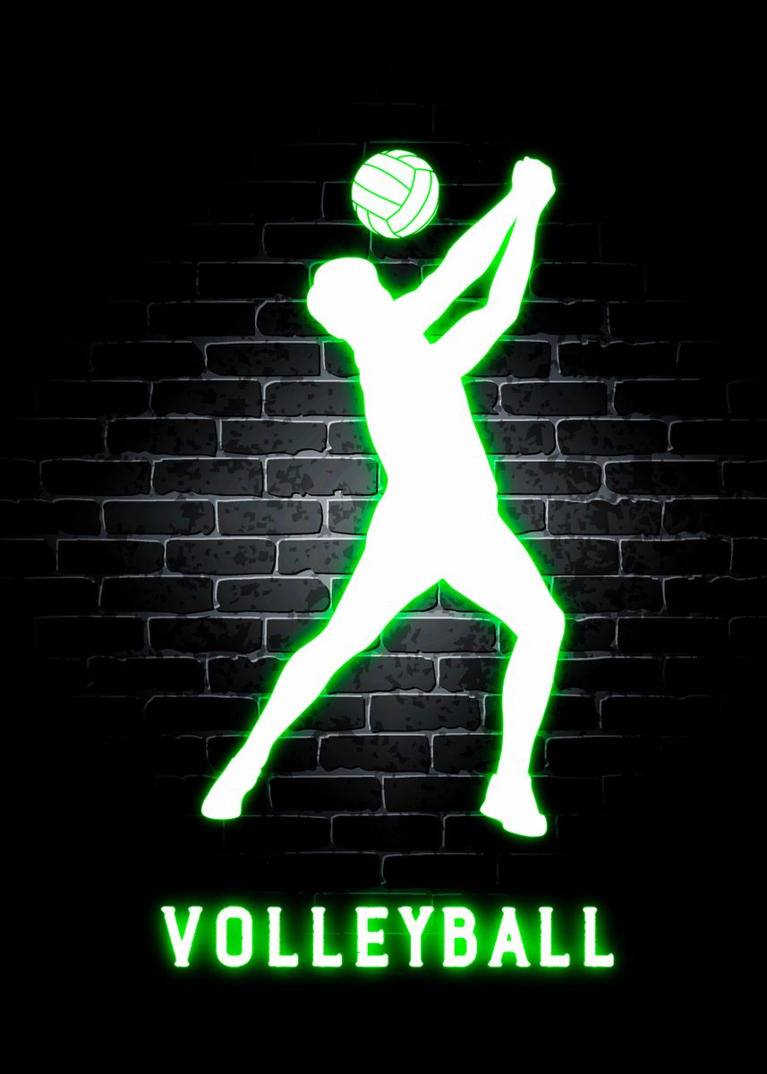 'Volleyball Neon Sports' Poster, picture, metal print, paint by Atlas ...