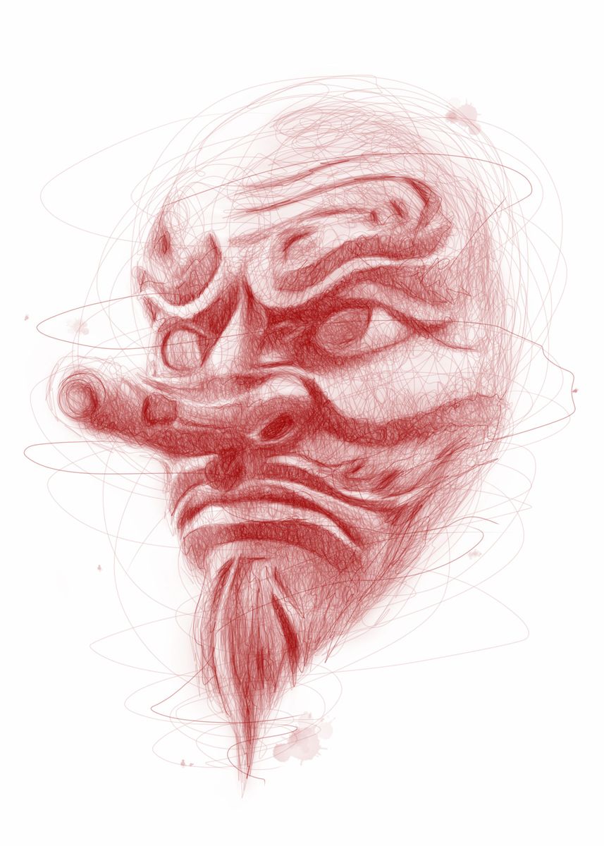 'Red tengu' Poster, picture, metal print, paint by Denny Constantine ...