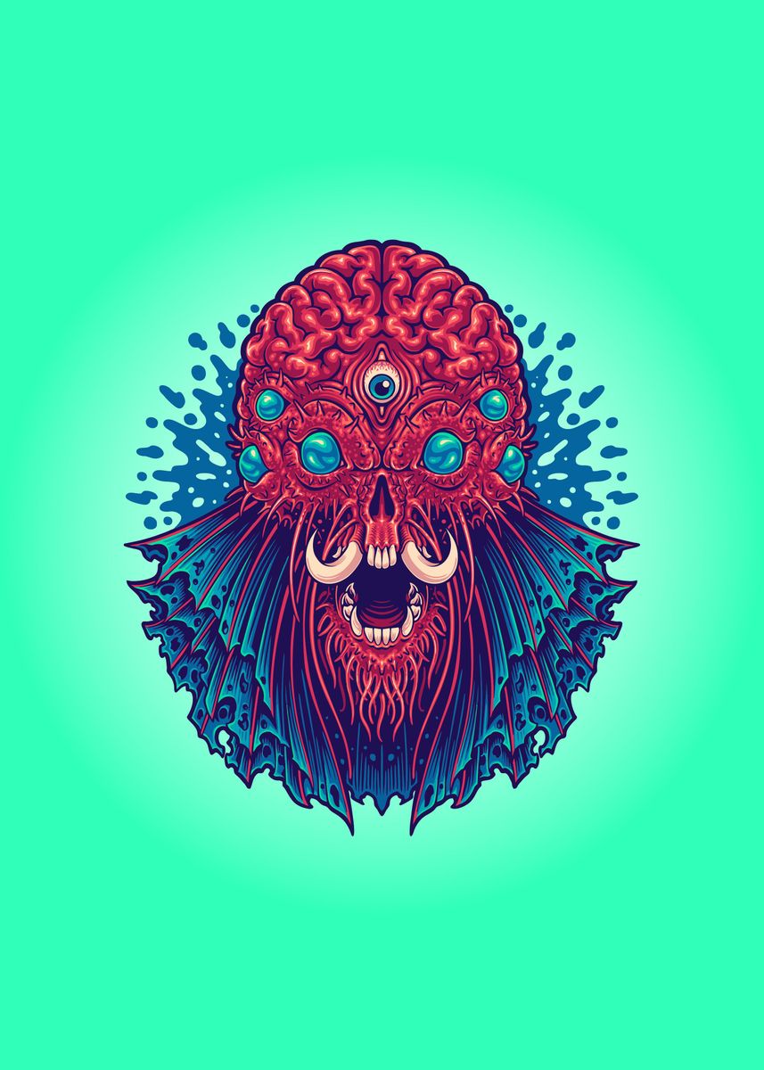 'Alien mutant head' Poster, picture, metal print, paint by DianeFFlower ...