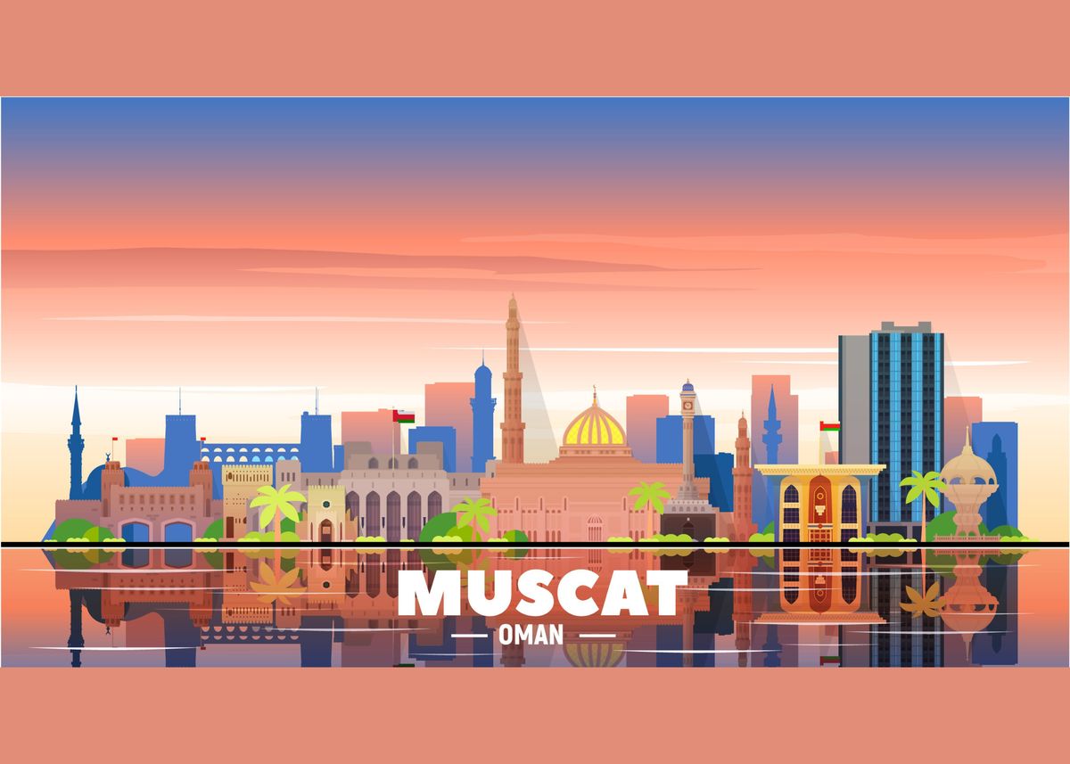 'Muscat Oman city skyline' Poster by Creativity Art | Displate