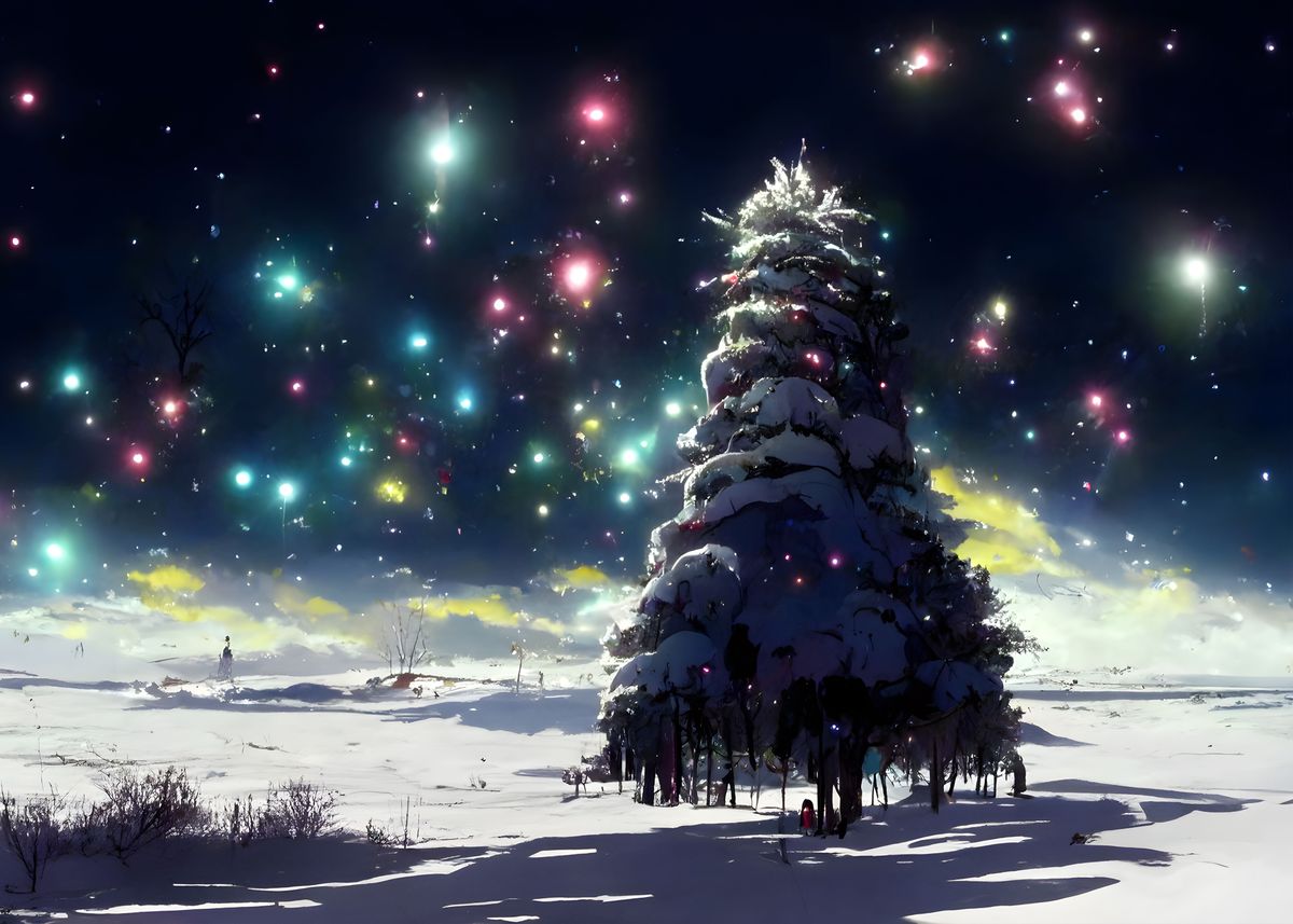 'Christmas Tree in Winter' Poster by Max Ronn | Displate