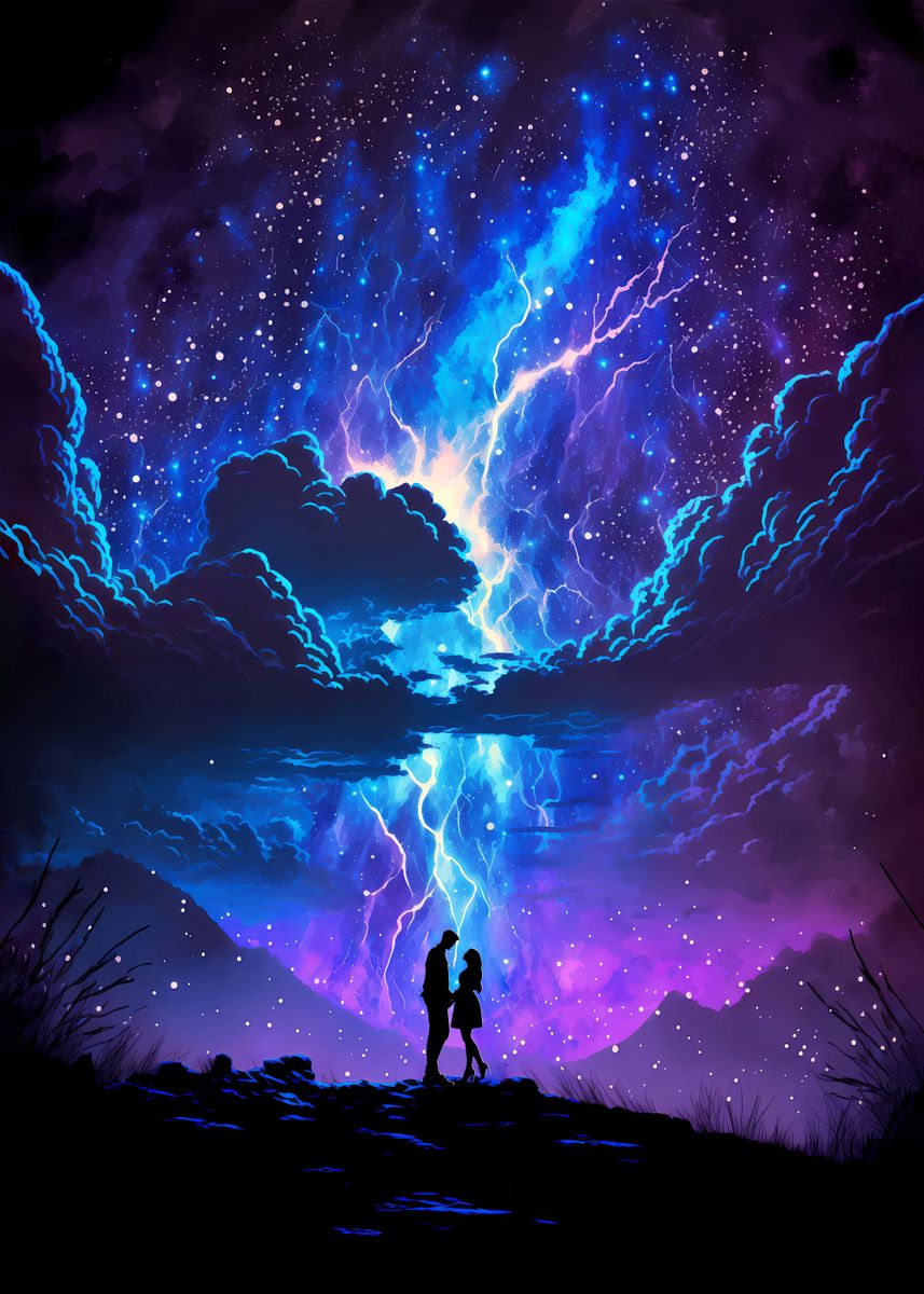 'Fantasy Thunder Landscape' Poster, picture, metal print, paint by ...