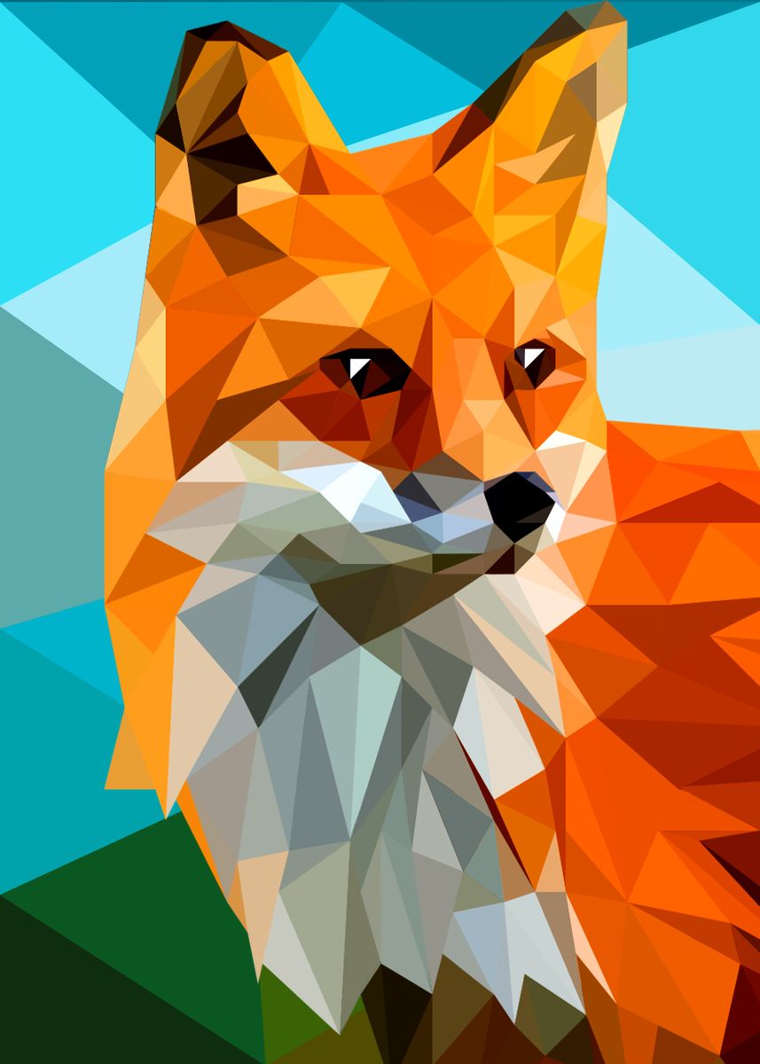 'Fox' Poster, picture, metal print, paint by toan nguyen | Displate