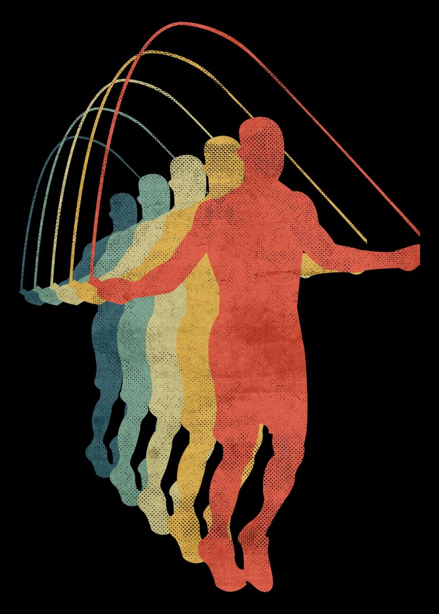 'Jumping Rope Retro Vintage' Poster, picture, metal print, paint by El ...