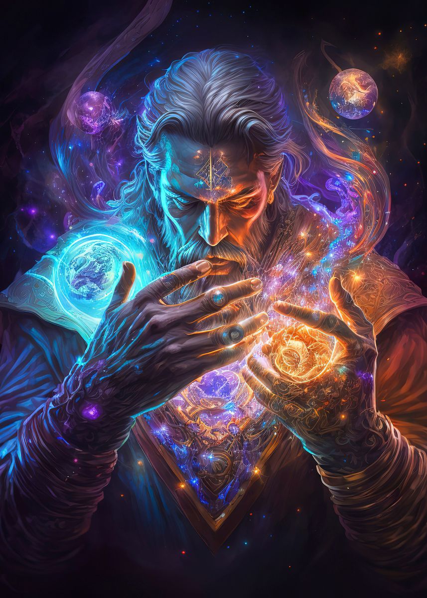 'Elemental Mage' Poster, picture, metal print, paint by Stephen Schreck ...
