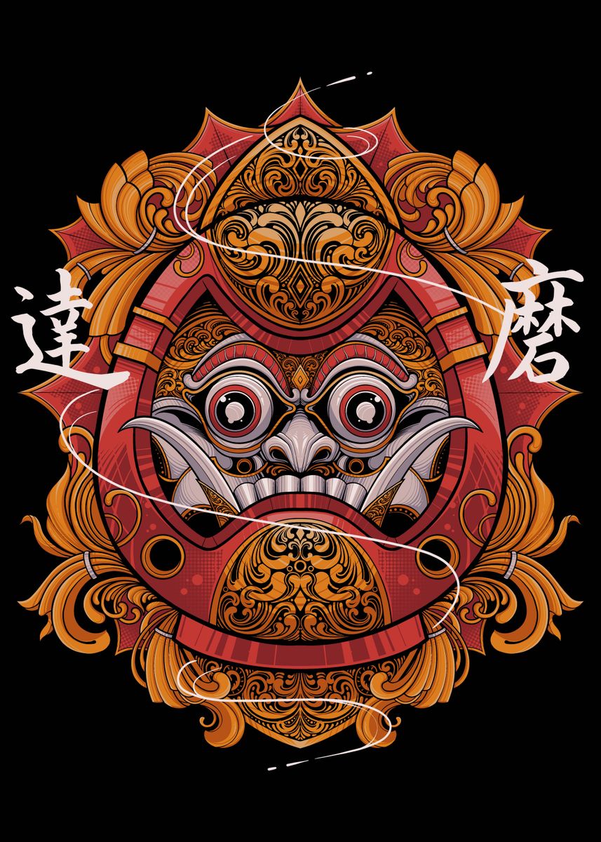 'Daruma Rangda' Poster, picture, metal print, paint by Tegar Pangestu ...