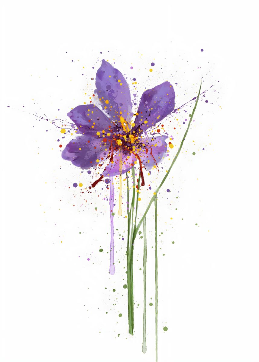 'Botanical Flower Saffron' Poster, picture, metal print, paint by Izu ...