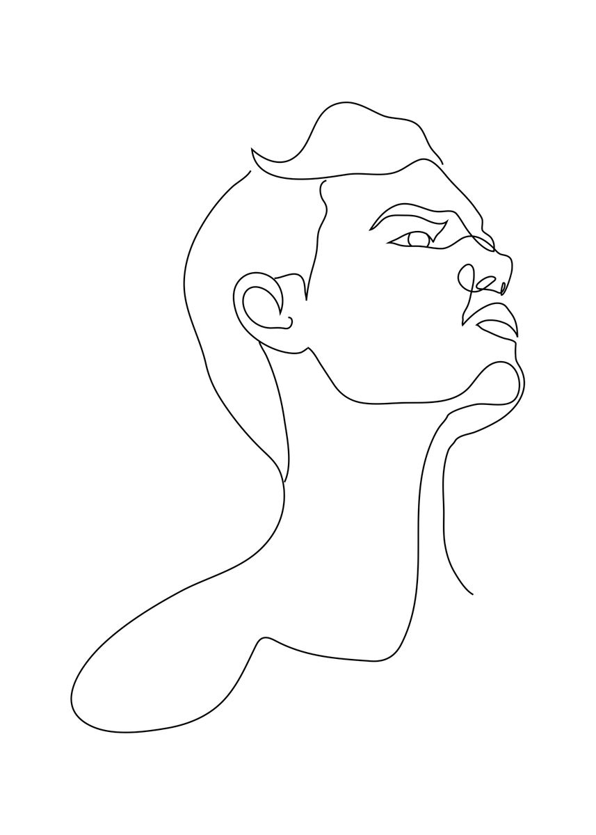 'Abstract men face drawing' Poster, picture, metal print, paint by ...