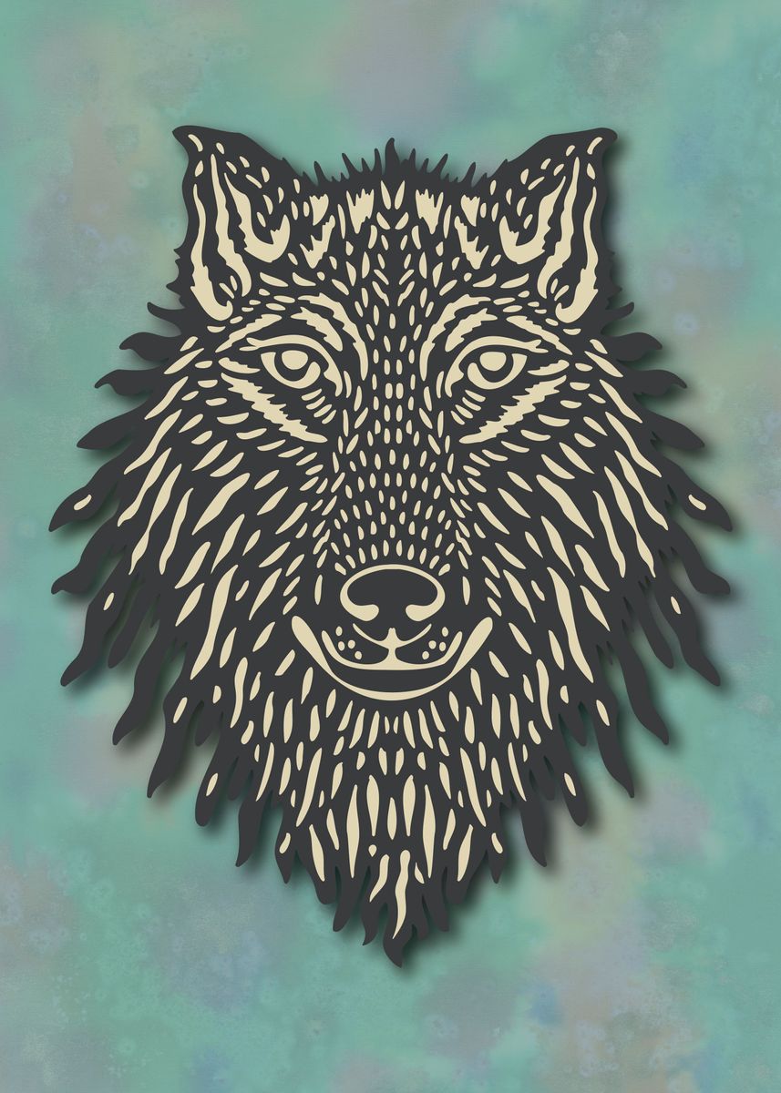 'Beautiful Wolf Face' Poster, picture, metal print, paint by Lotti ...