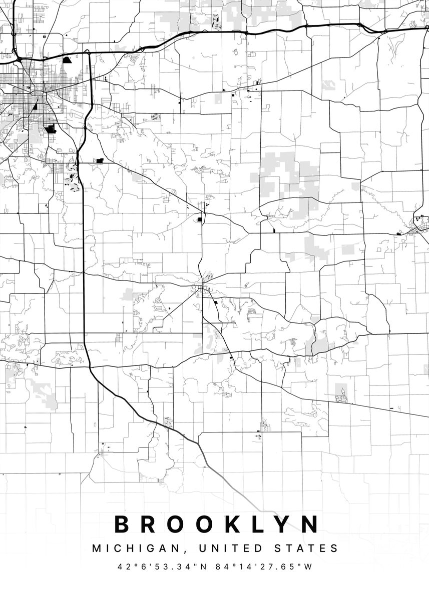 'Brooklyn Michigan USA' Poster, picture, metal print, paint by Kemi ...