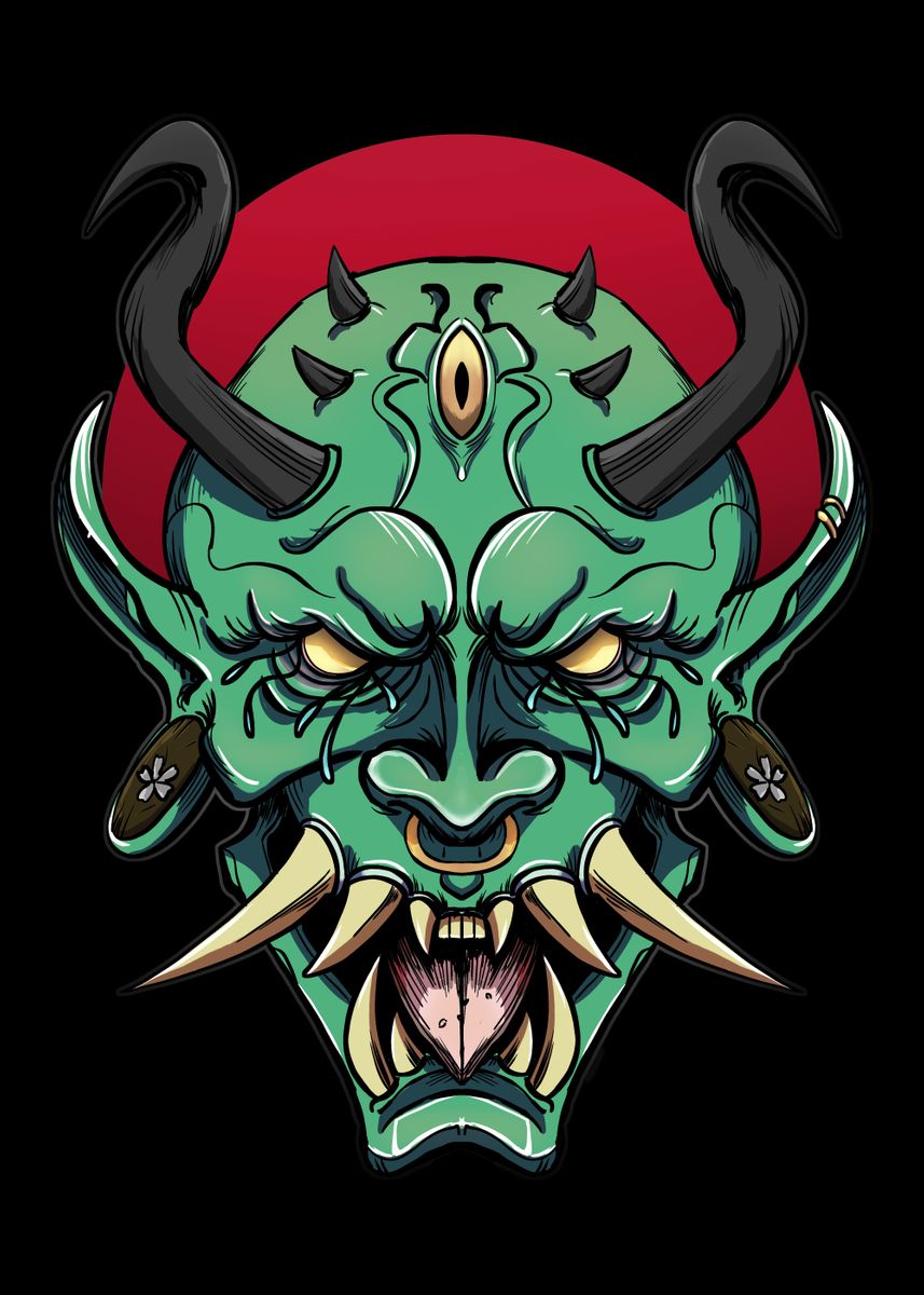 'Crying Japanese Hanya Mask' Poster by Atanas Popovski | Displate