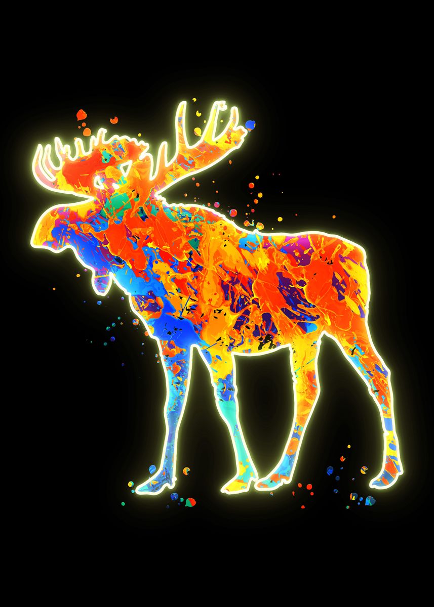 'Moose' Poster, picture, metal print, paint by Tony Lee | Displate