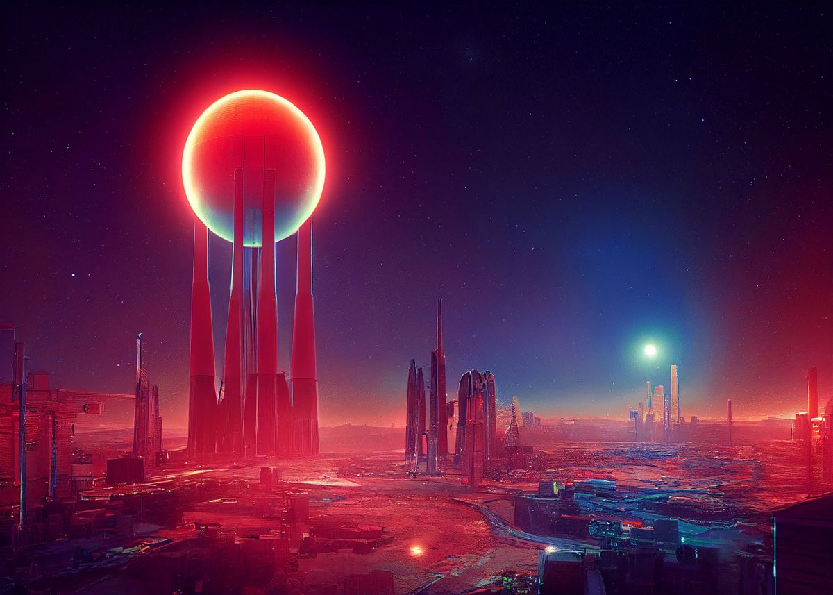 'Cyberpunk neon night' Poster by 80s Retro | Displate