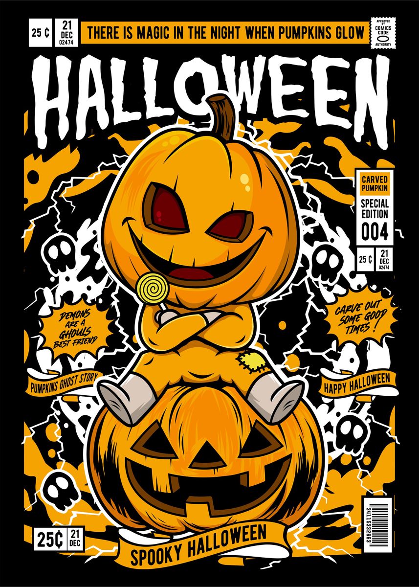 'halloween comic cover' Poster, picture, metal print, paint by ...