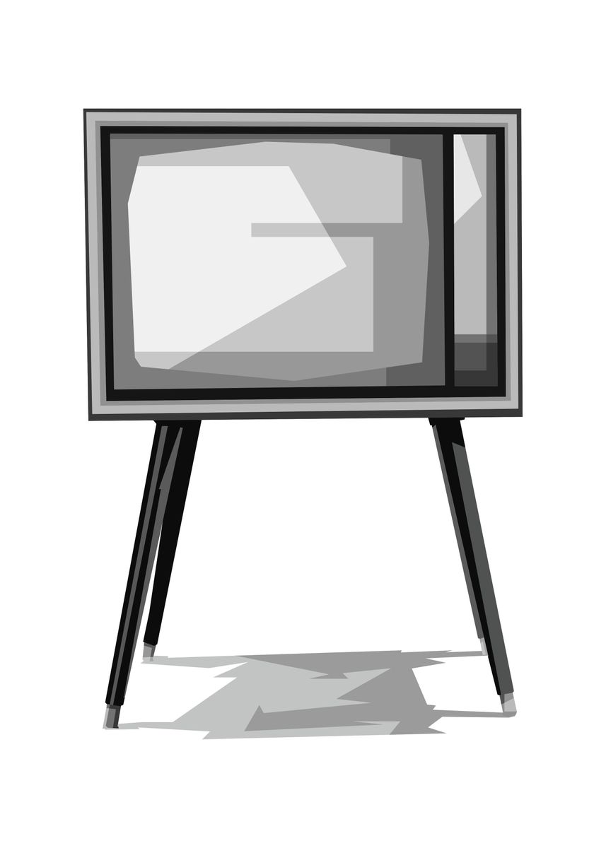 'Grayscale Television Old' Poster, picture, metal print, paint by Rizky ...