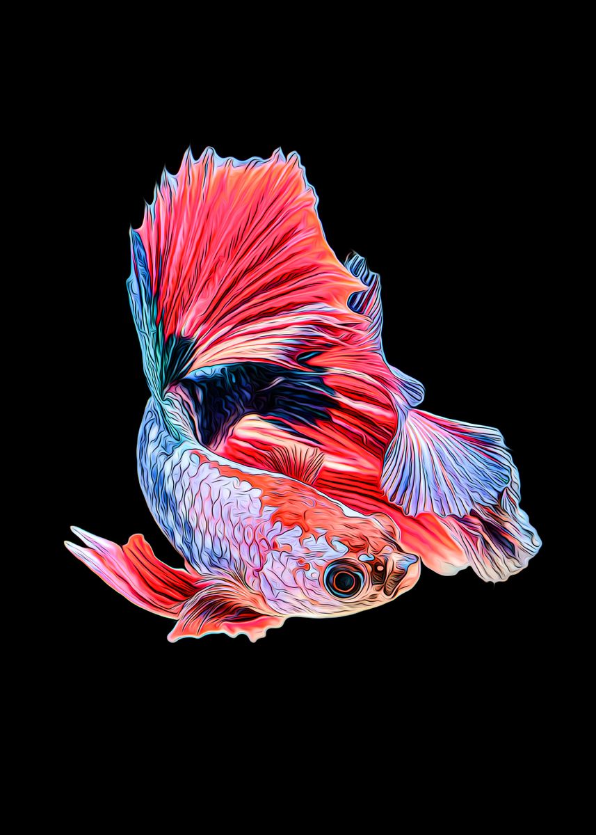 'Betta Fish' Poster, picture, metal print, paint by Tiker Arts | Displate