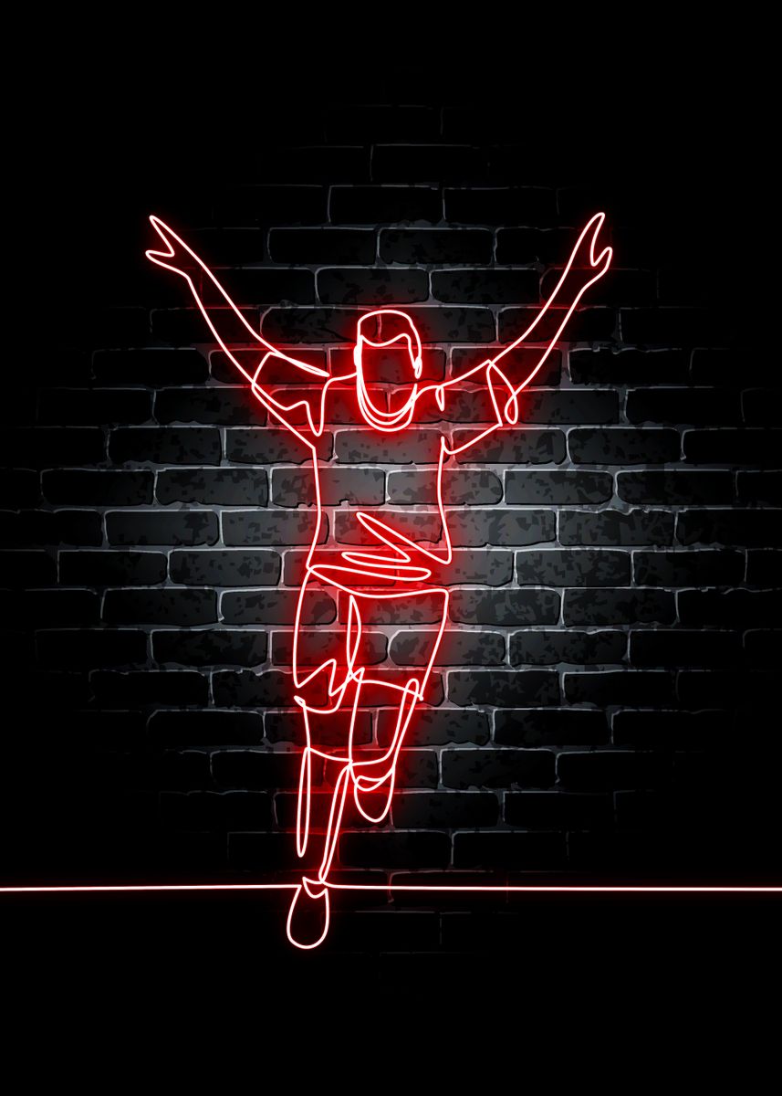 'Football Neon Sports' Poster, picture, metal print, paint by Atlas ...