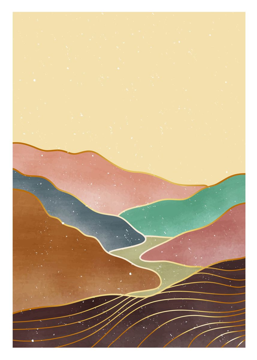 'abstract mountain' Poster, picture, metal print, paint by Selja Cute ...