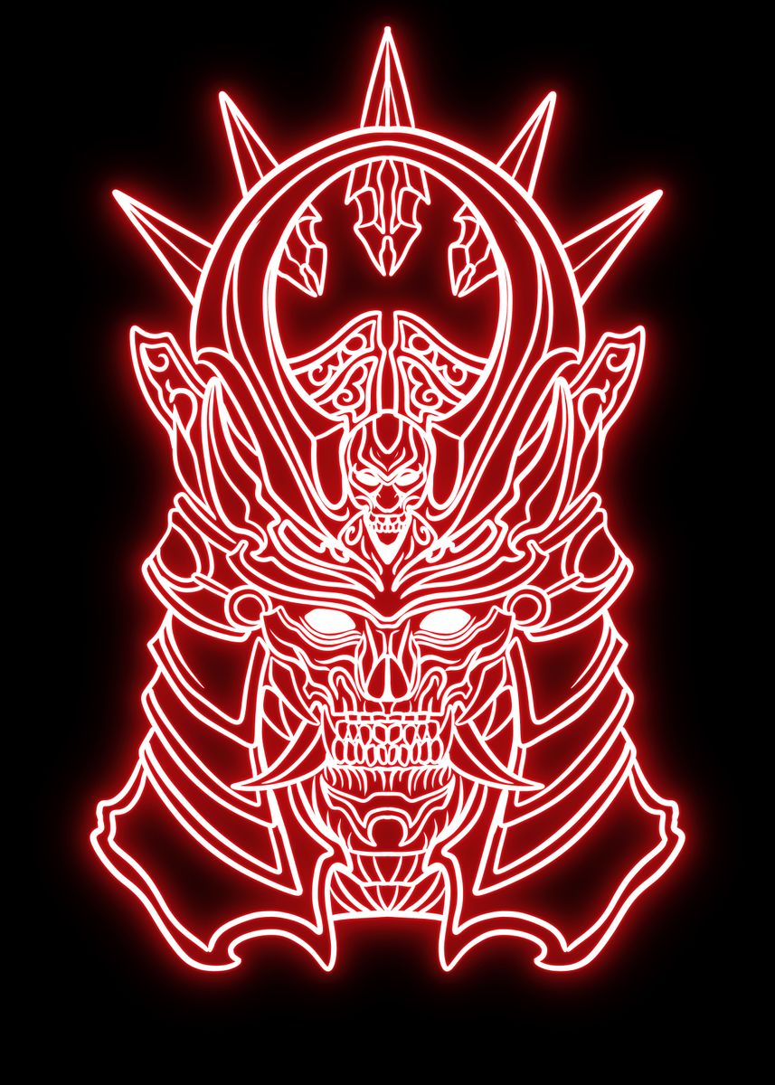 'Samurai neon' Poster, picture, metal print, paint by Pegasus Art ...