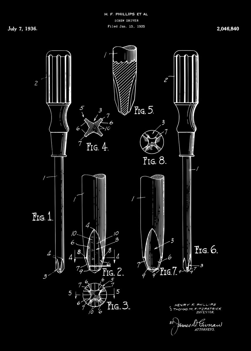 'Screwdriver patent ' Poster by RelDesign | Displate