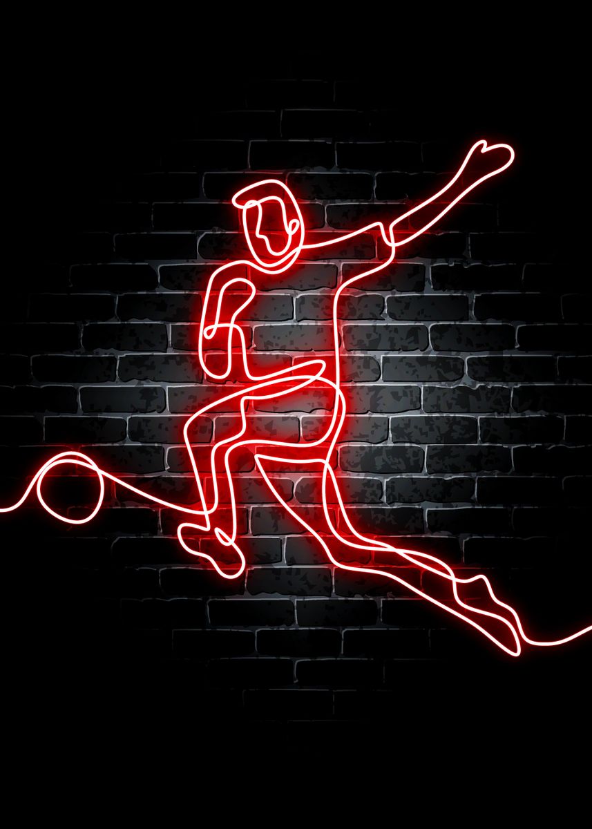 'Football Neon Sports' Poster, picture, metal print, paint by Atlas ...