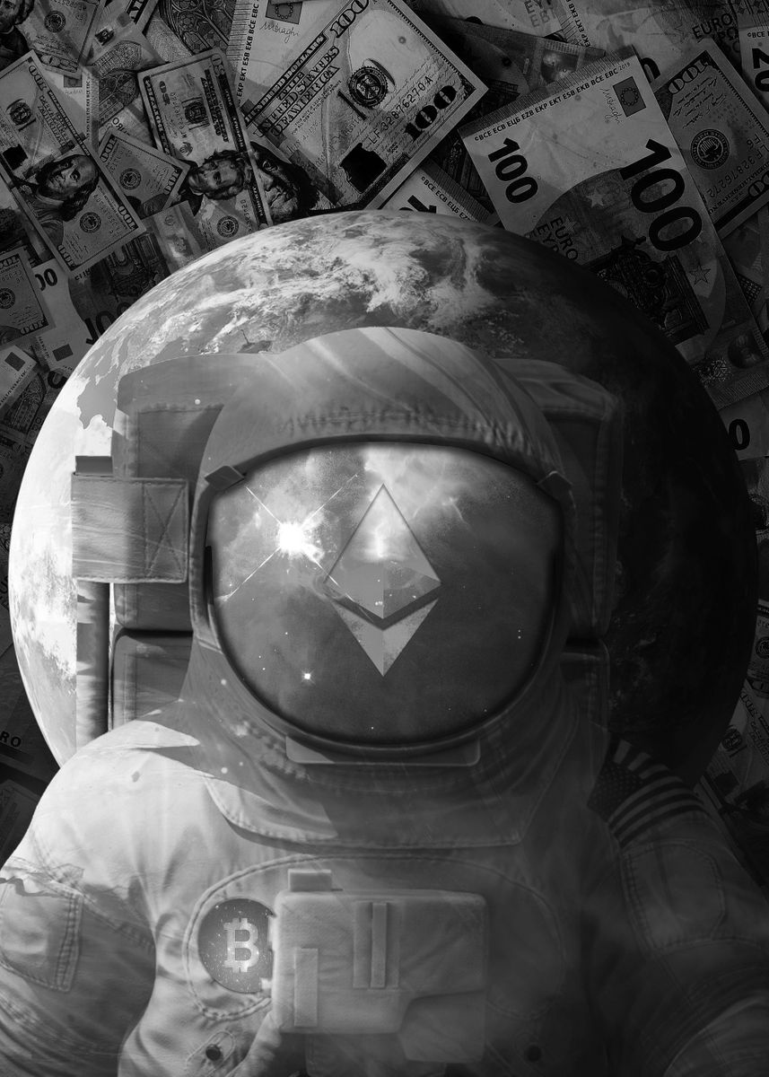 'CryptoNaut Bw' Poster, picture, metal print, paint by Iamtripsy | Displate