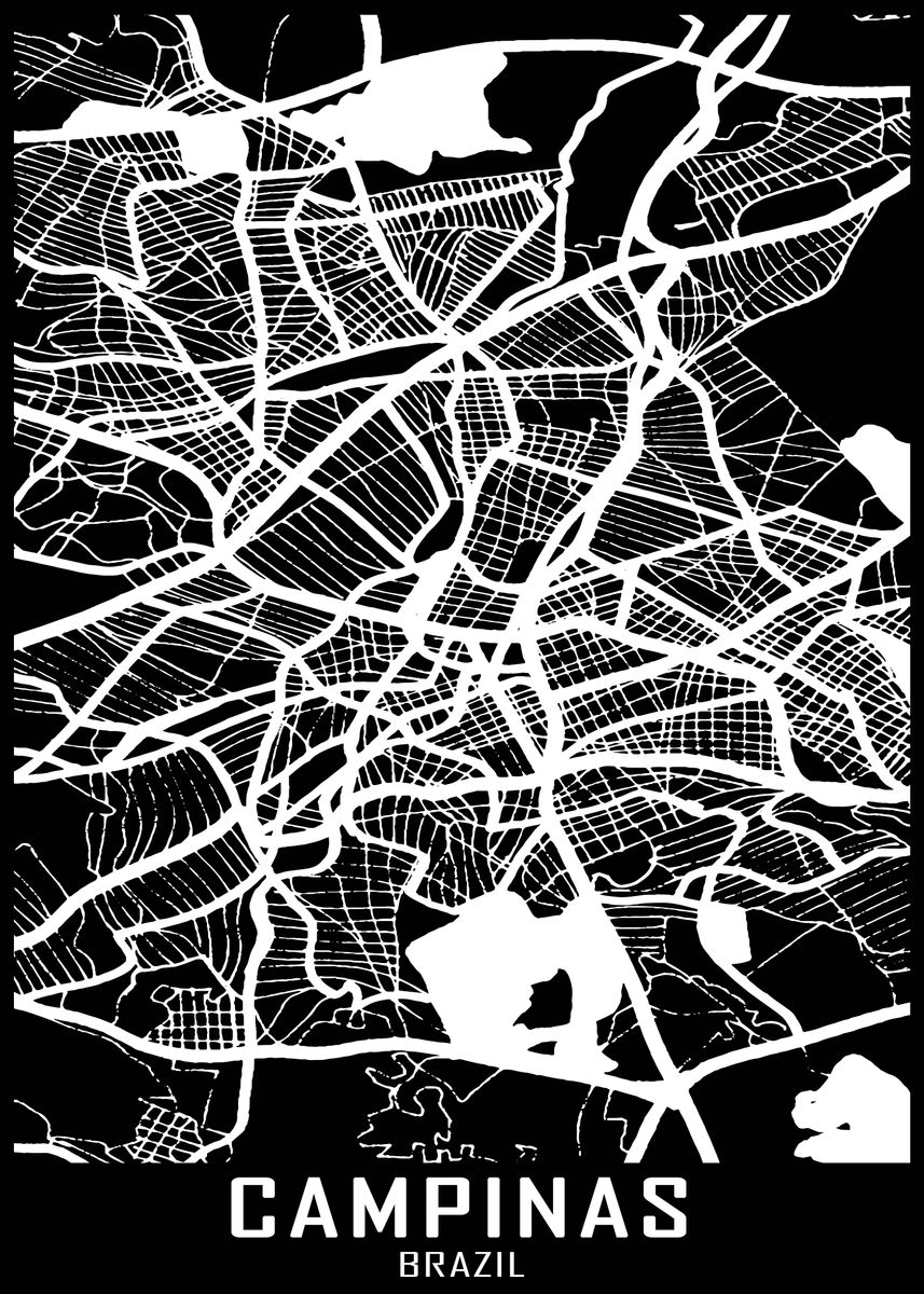 'Campinas Brazil City Map' Poster, picture, metal print, paint by ...