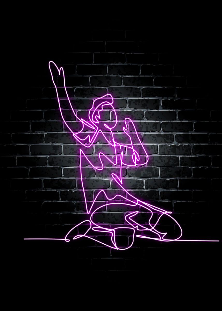 'Football Neon Sports' Poster, picture, metal print, paint by Atlas ...