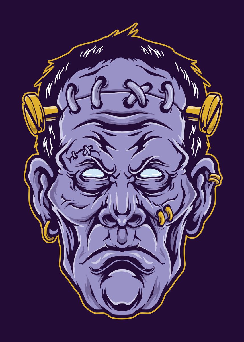 'Frankenstein head' Poster, picture, metal print, paint by Cao Thi Hieu ...