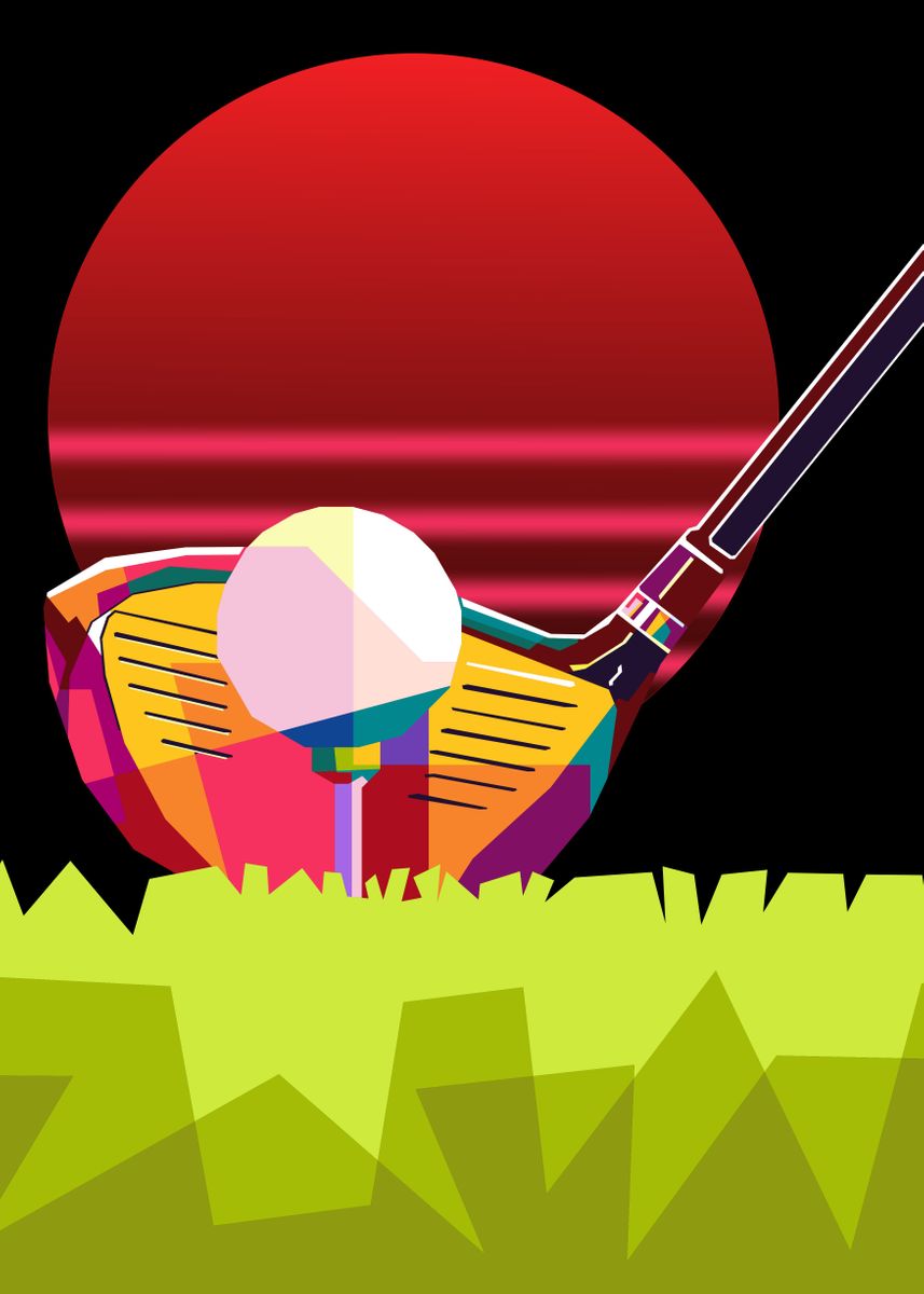 'golf in pop art style' Poster, picture, metal print, paint by ...