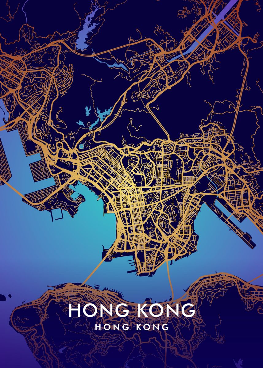 'Hong Kong map' Poster, picture, metal print, paint by Miracle Studio ...