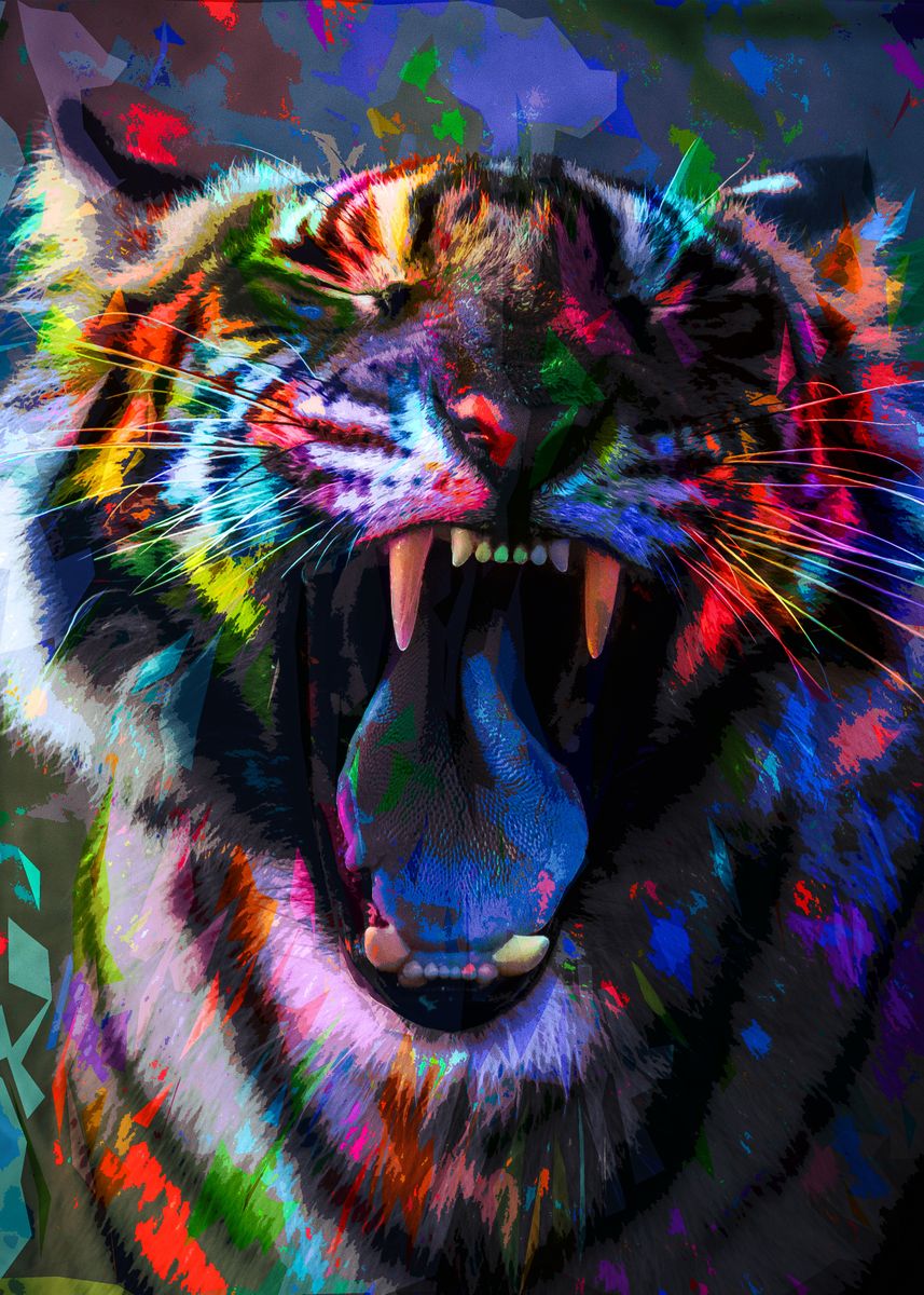 'Angry Tiger' Poster, picture, metal print, paint by Milos Karanovic ...