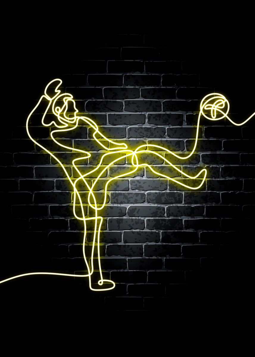 'Football Neon Sports' Poster, picture, metal print, paint by Atlas ...