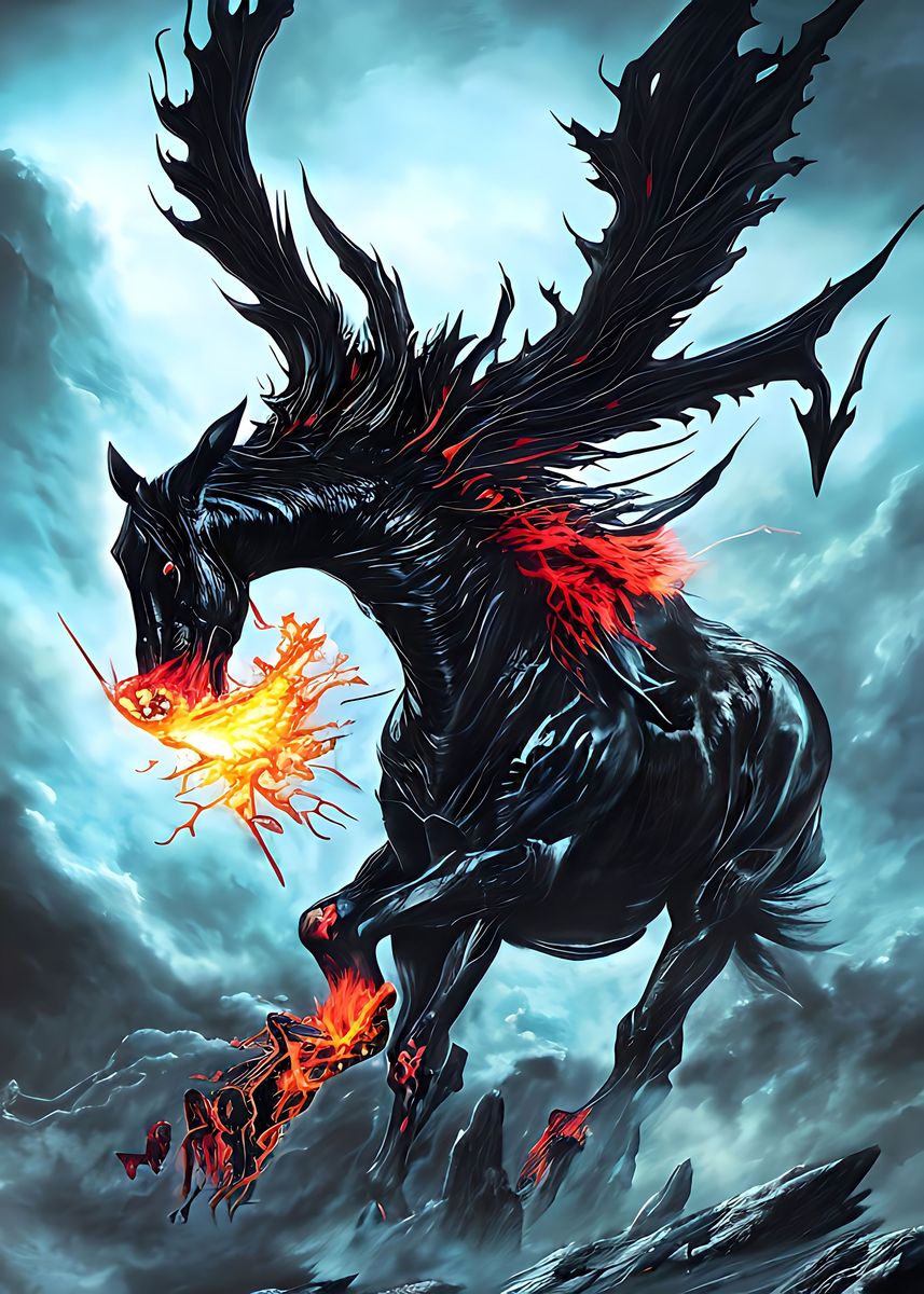 'Hellflame Horse' Poster, picture, metal print, paint by Alex Bayu ...