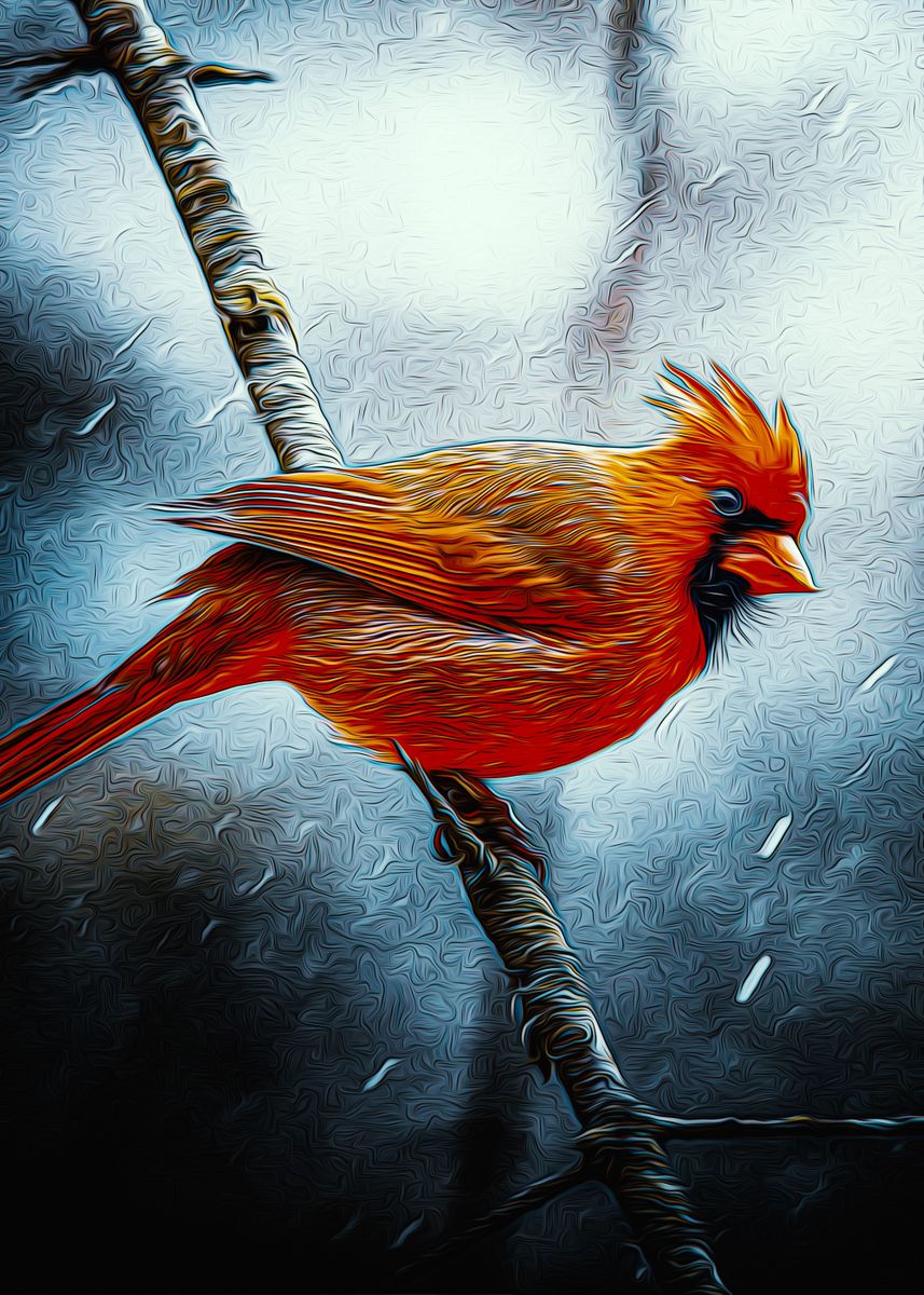 'Cardinal' Poster, picture, metal print, paint by Tiker Arts | Displate