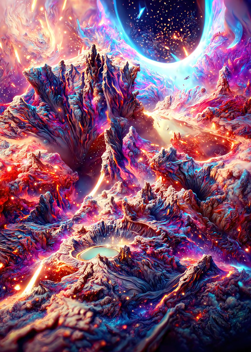 'Mystic Alien Planet' Poster, picture, metal print, paint by DervlexArt ...