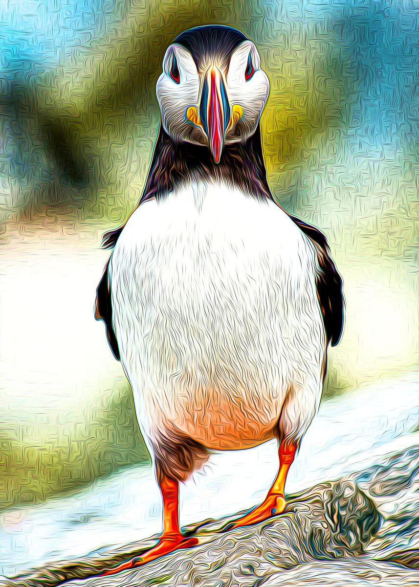 'Puffin' Poster, picture, metal print, paint by Tiker Arts | Displate