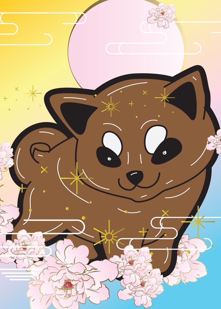 'Dog with japanese style' Poster, picture, metal print, paint by ...