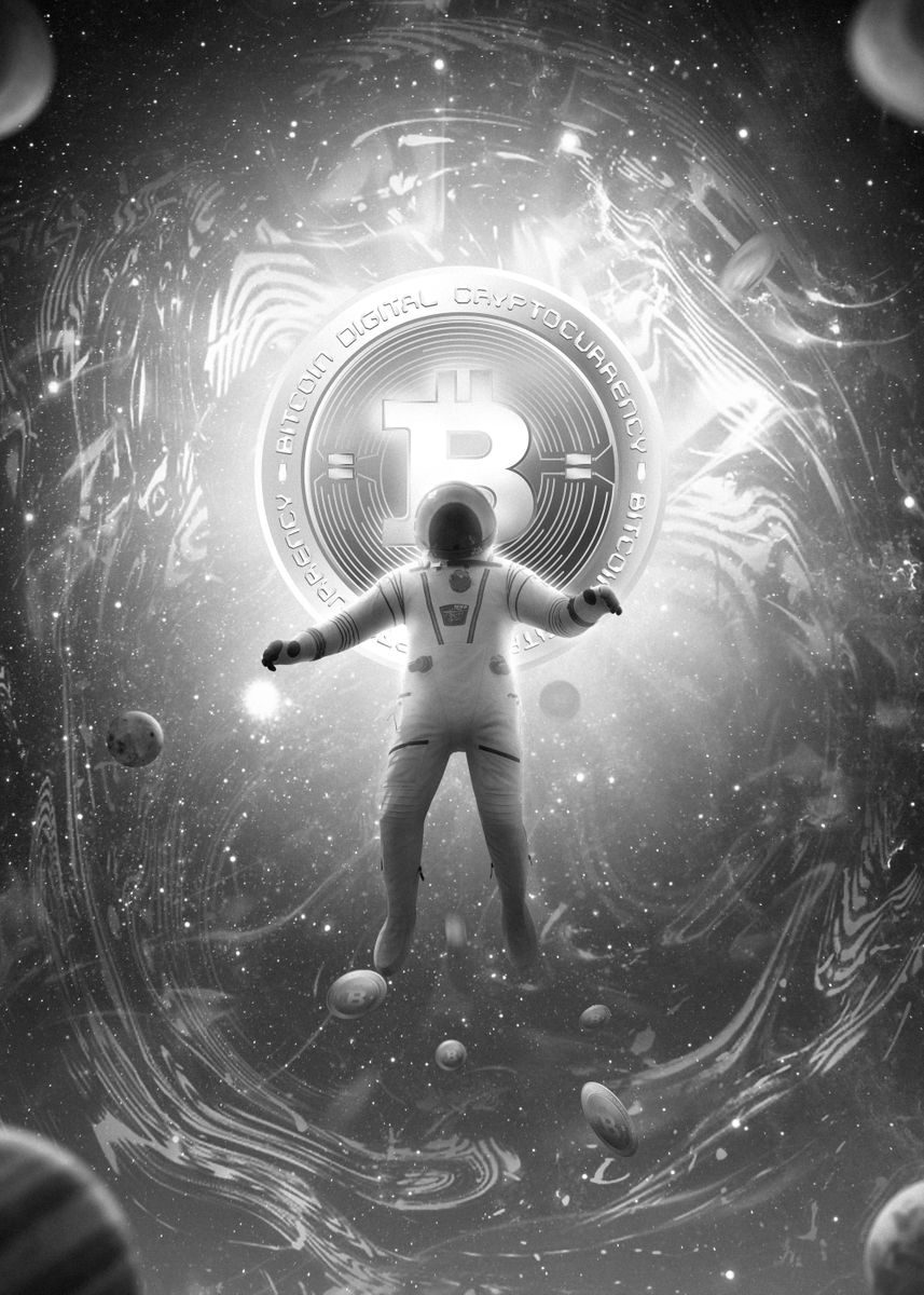 'Astro + Bitcoin' Poster, picture, metal print, paint by Iamtripsy ...