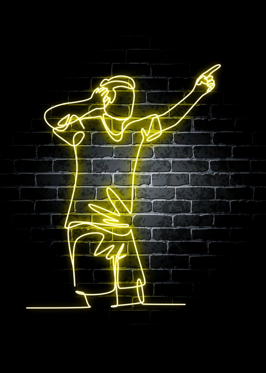 'Football Neon Sports' Poster, picture, metal print, paint by Atlas ...