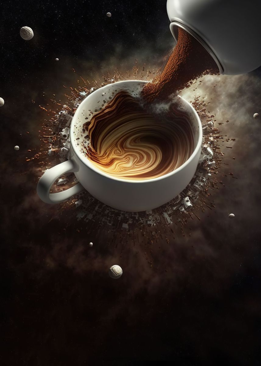 'Coffee delux in space' Poster, picture, metal print, paint by Stefan ...