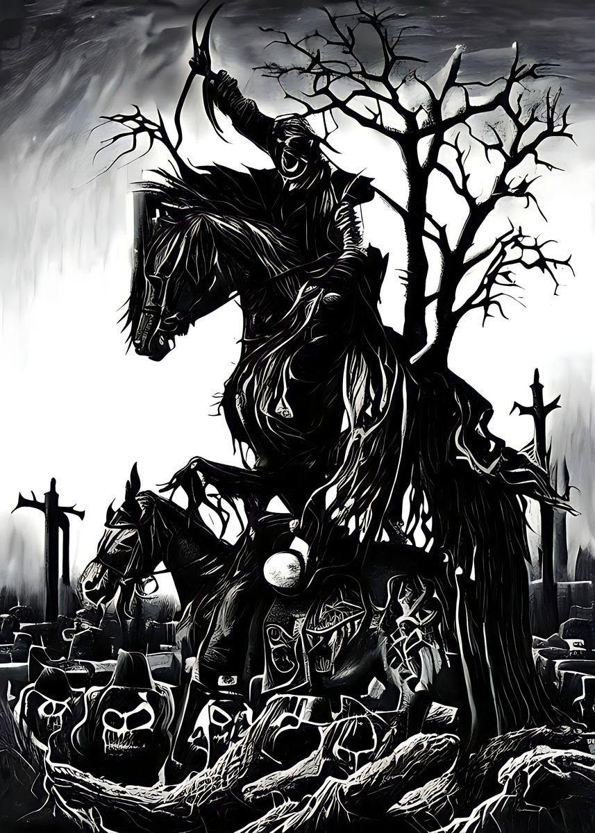 'Gothic Horse' Poster, picture, metal print, paint by Alex Bayu | Displate