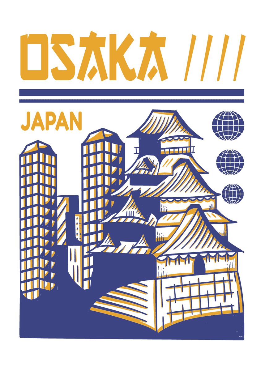'Osaka Japan' Poster, picture, metal print, paint by Artexio | Displate