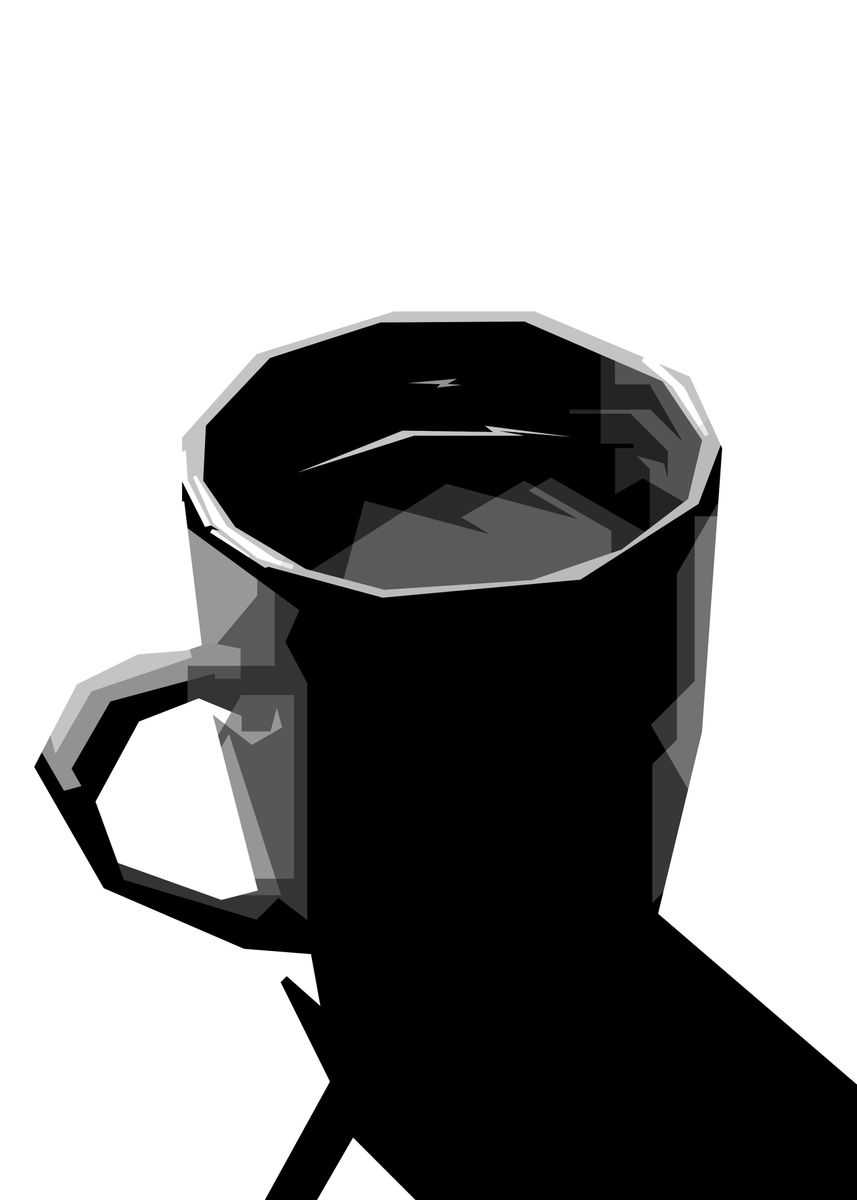 'Grayscale Drink Cup Coffee' Poster, picture, metal print, paint by ...