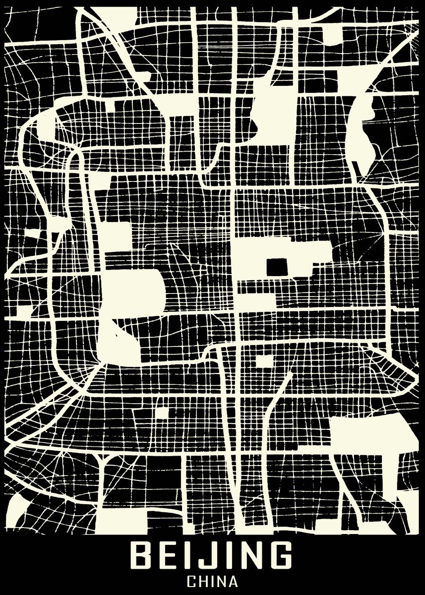 'Beijing China City Map' Poster, picture, metal print, paint by ...