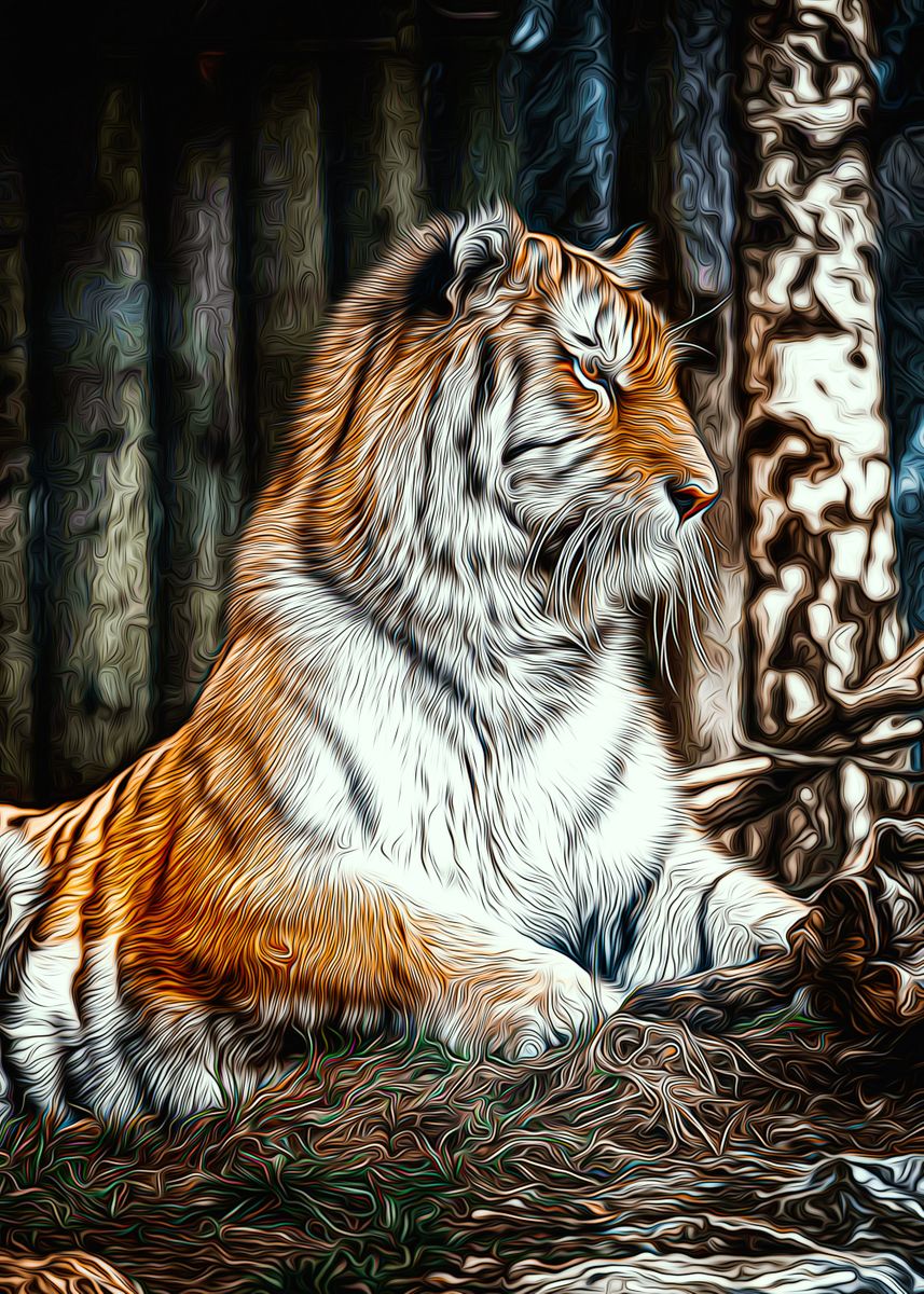 'Tiger' Poster, picture, metal print, paint by Tiker Arts | Displate