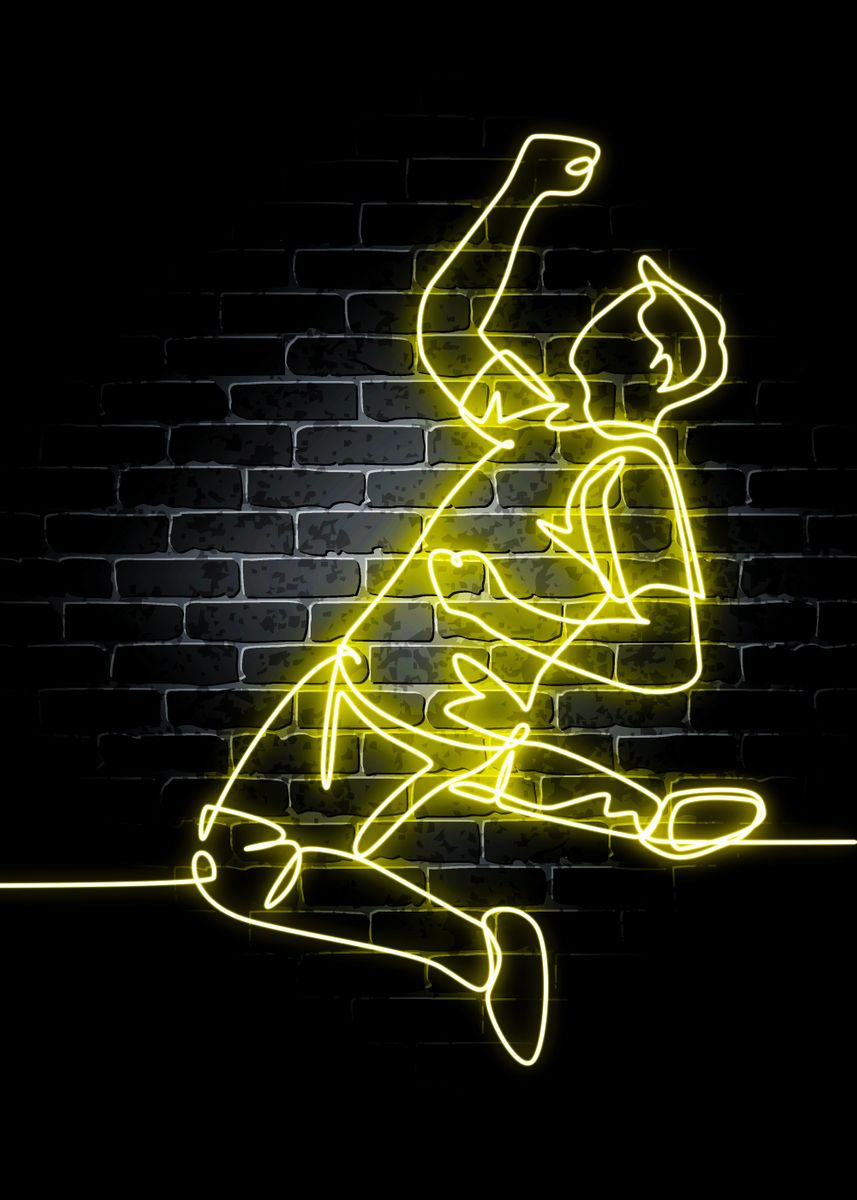 'Football Neon Sports' Poster, picture, metal print, paint by Atlas ...