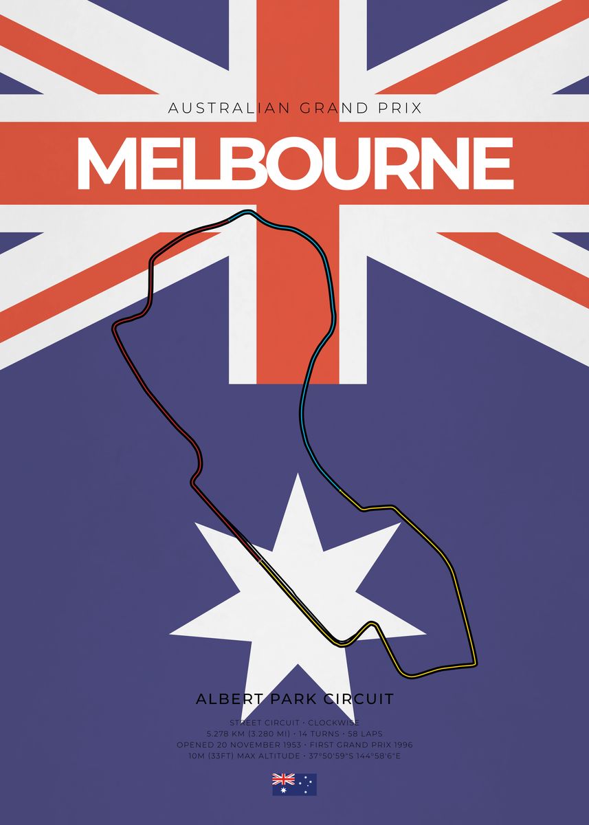 'Melbourne F1 Circuit' Poster, picture, metal print, paint by aio ...