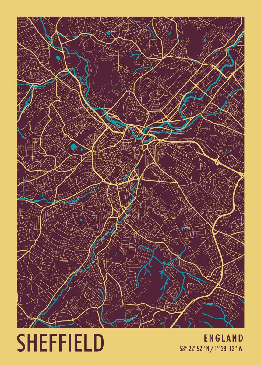 'Sheffield' Poster, picture, metal print, paint by Miracle Studio ...