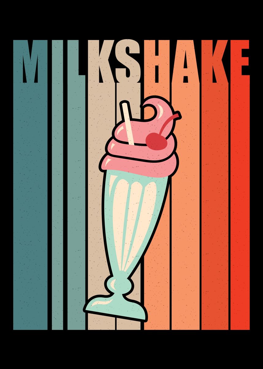 'Retro Milkshake' Poster, picture, metal print, paint by Hexor | Displate